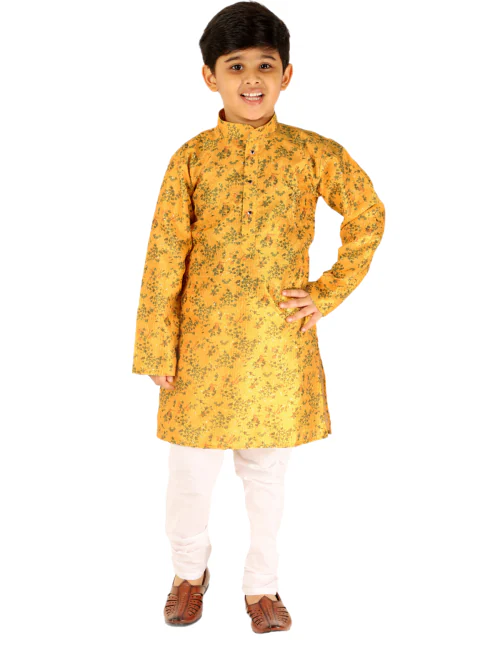 Buy Pro-Ethic Style Developer Ethnic Wear Silk Yellow Kurta Pajama Set ...