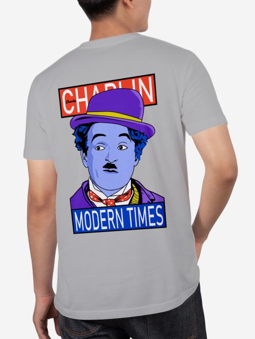 Buy BLISSINK Carli Caplin Front And Back Printed Grey Cotton Tshirt for ...