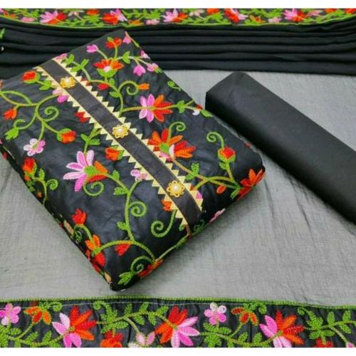 Buy GURHAL Embroidered Cotton Unstitched Dress Material Black Online at ...