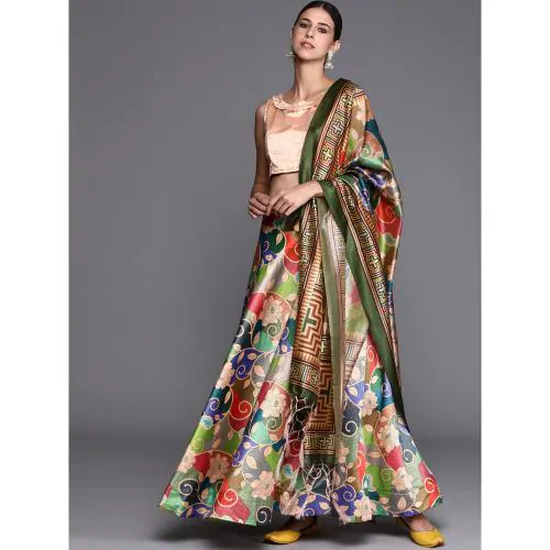 Buy Kahiraa Wholetex Digital Print Ethnic Motif Lehenga Chaniya Choli ...