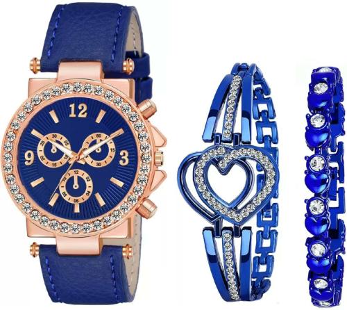 Buy Selloria Analog Dial Blue Band Blue Watch For Women And Girls (Set ...