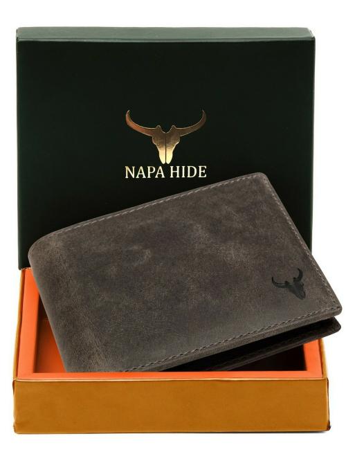Buy NAPA HIDE Genuine Leather Men Grey Wallet Online at Best Prices in ...