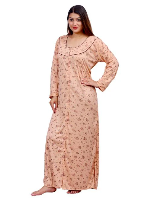 Buy NACNO Women's Hosiery Cotton Front Open Sleepwear Nighty/Maxi ...