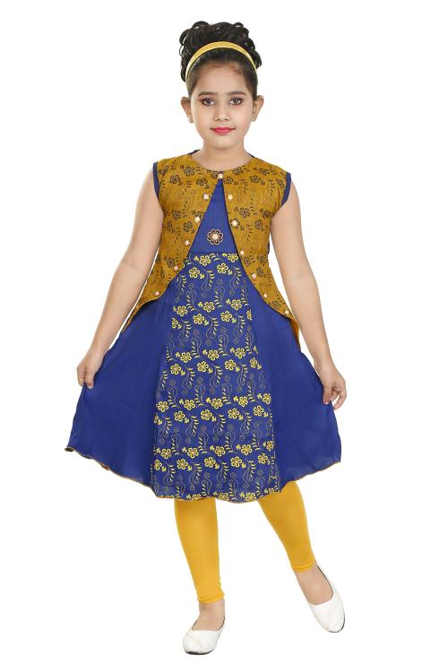 Buy Burbn Girls cotton kurti and legging set Blue Online at Best Prices ...