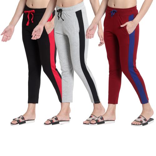 Buy Diaz Women Regular Fit Cotton Plain Comfortable Track Pant (Pack of ...