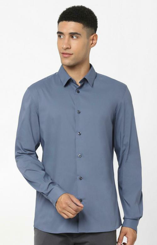 Buy Celio Navy Blue Solid Regular Fit Shirt Online at Best Prices in ...