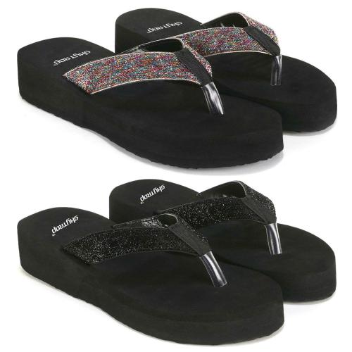 Buy Skytrap Purple, Black Solid Shimmer Slippers Flipflop for Women ...