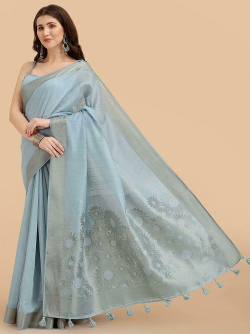 Buy Dungrani Grey Cotton Silk Women Saree With Blouse Pic Online at ...