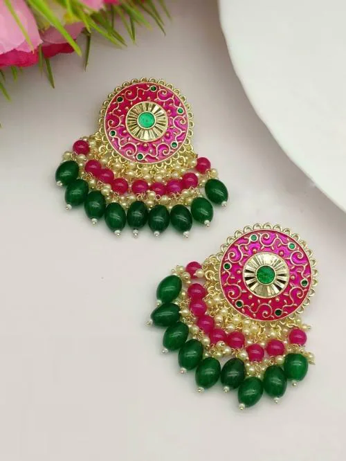 Buy Manath Ethnic Meenakari Beads Bandai Earrings for Girls and womens ...