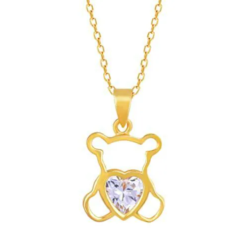 Buy Giva Sterling Silver Golden Teddy Love Pendant With Link Chain For ...