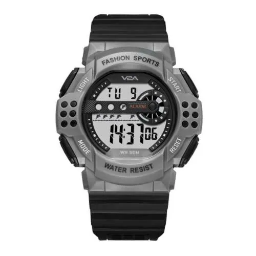 Buy V2A Digital 5ATM Black Grey Waterproof Sports Watch for Men and ...