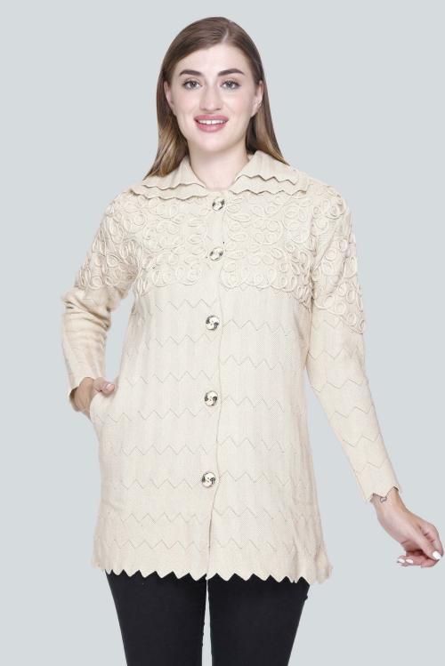 Buy Curious Fashion Women Camel Embroidered Acrylic Blend Sweater ...