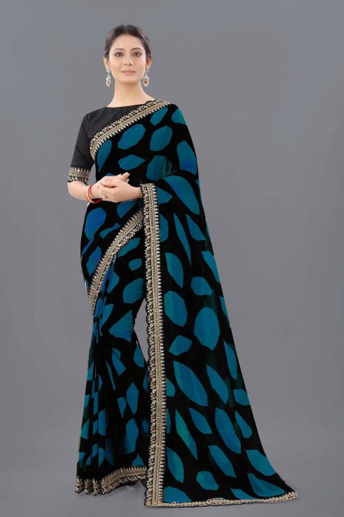 Buy Flip The Style Women Morpinch Printed Georgette, Lace Bollywood ...