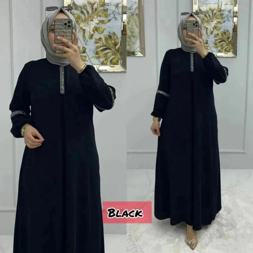 Buy OVAIS ABAYA COLLECTION Daily Wear Basic Abaya For Women Dark-Black Size-L Online at Best ...