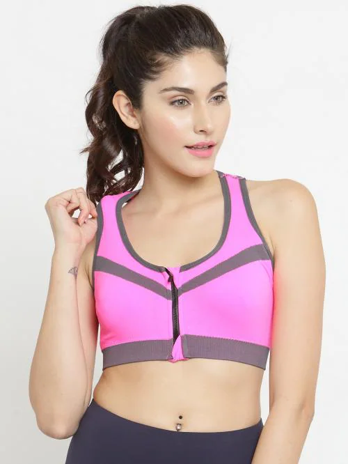 Buy PrettyCat Pink Printed Nylon Blend Sports Bra For Women (PC_BR_5058_A) Online at Best Prices ...