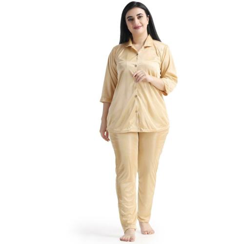 Buy NIGHT KEYS Women Solid Gold Shirt & Pyjama set () Online at Best ...