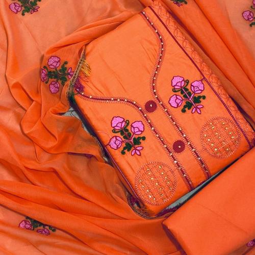 Buy GURHAL Embroidered Cotton Unstitched Dress Material Pink Online at ...