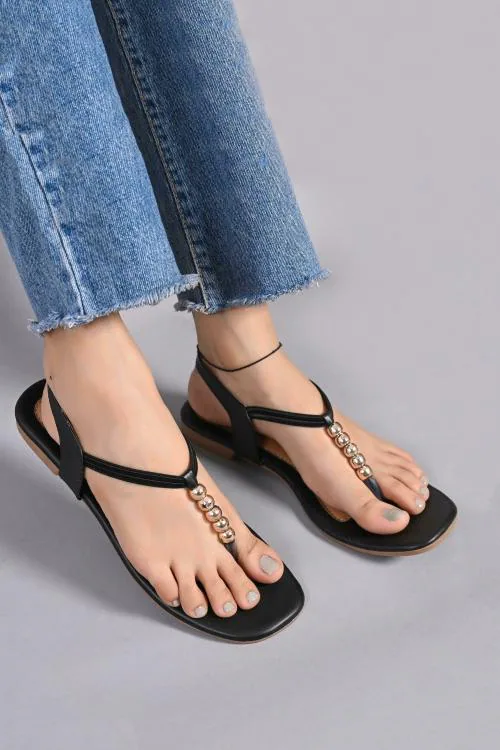 Buy Myra Black flat sandal for Women Online at Best Prices in India ...