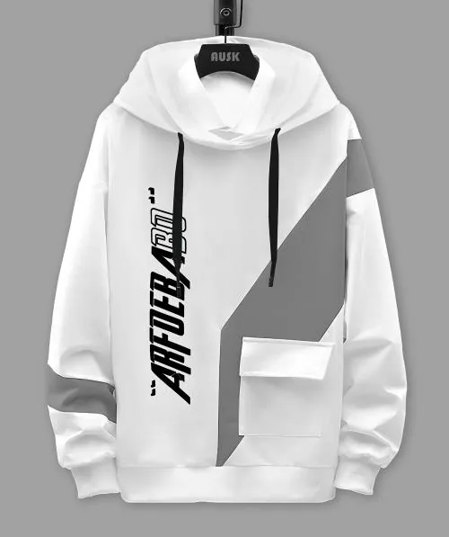 Buy AUSK Printed White & Grey Full Sleeve Hooded T-Shirt Online at Best ...