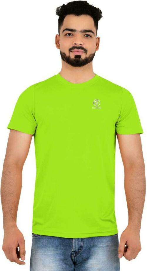 Buy MADFROG Men Neon Green Solid Polyester Round Neck Tshirt (M) Online ...