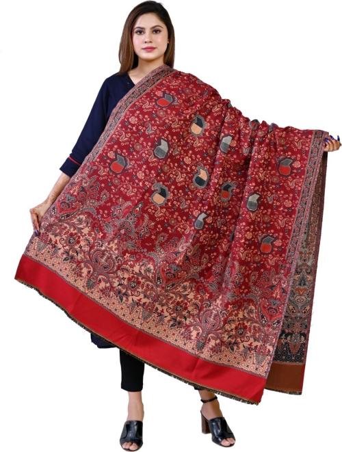 Buy FusFus Women Maroon Floral Print Acrylic Shawl - Free Size Online ...