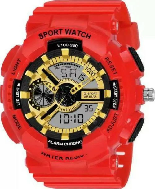 Buy Tarido Analog-Digital Gold Dial Red Strap Watch For Boys Online at ...