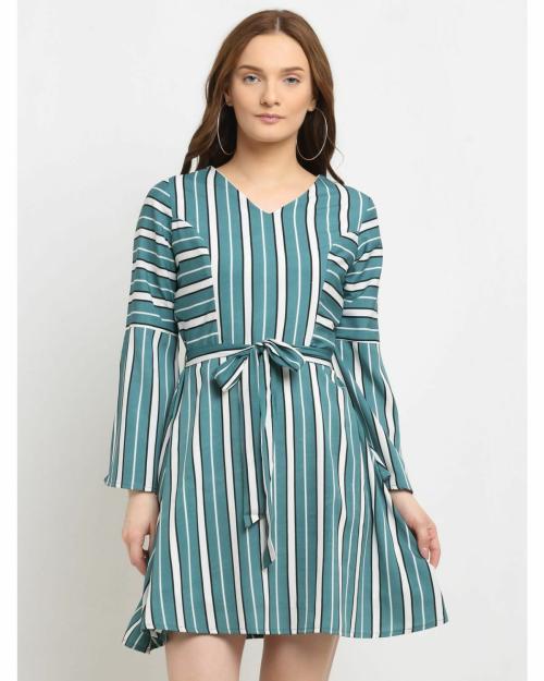Buy La Zoire Belted Princess Panel Stripe Dress Online at Best Prices ...