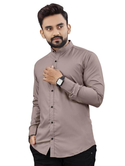 Buy NIVICK Men Slim Fit Solid Mandarin Collar Casual Shirt--Swan pink ...