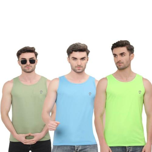 Buy CLOTHINK HUB Multicolour Solid Poly Blend Standard Length Vest ...