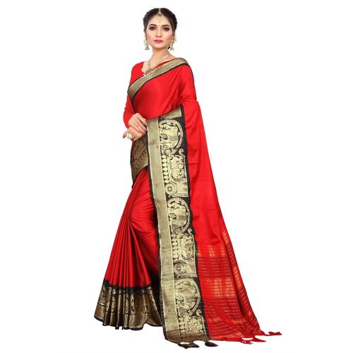 Buy Marabout Embellished Art Silk Saree With Blouse And Jhalar Online ...
