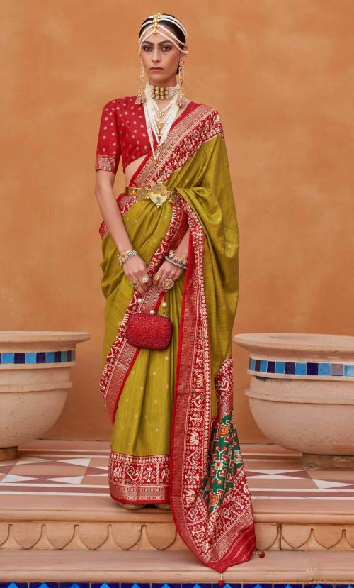 Buy LeeliPeeri Designer Pure Patola Silk Saree With Contrass Blouse ...