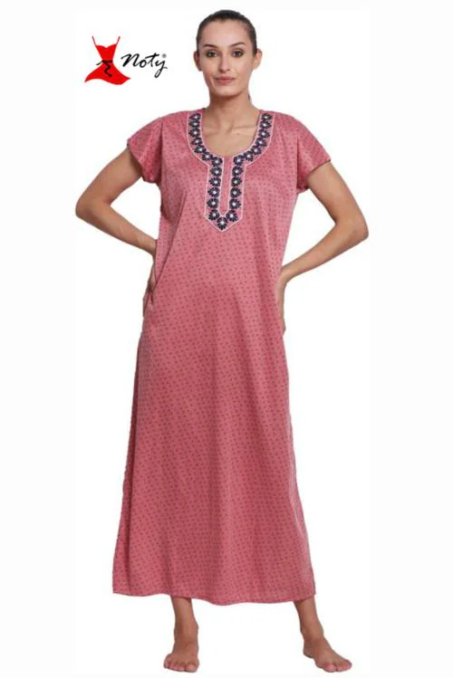 Buy Noty Women's- Nighty/Maxi/Gown- Knitted Hosiery Cotton Fabric ...