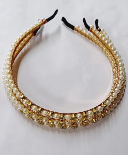 Buy THE MAXIM FANCY GOLDEN MOTI , PEARL HAIR BAND PACK OF 2 HAIR ...