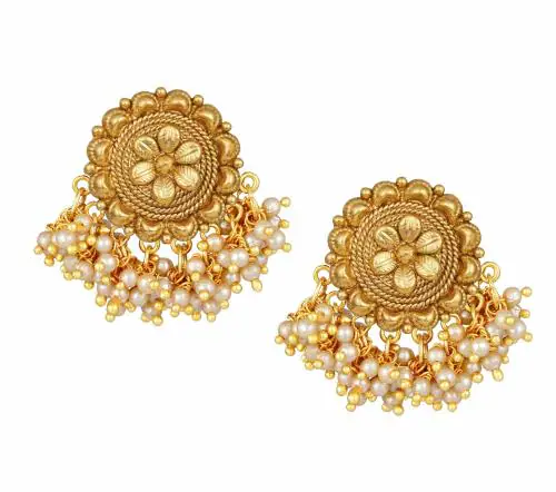 Buy TAP Fashion Gold Plated Floral and Pearls Beaded Stud Earring for ...