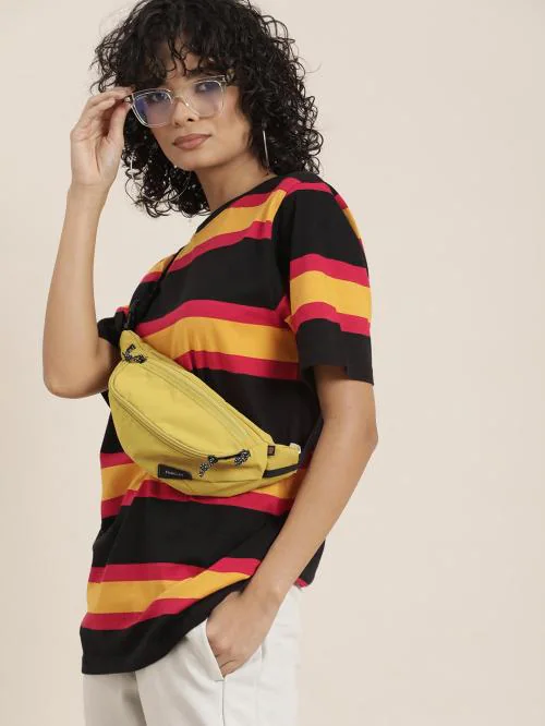 Buy Difference of opinion Multicoloured Striped Oversized T-Shirt ...