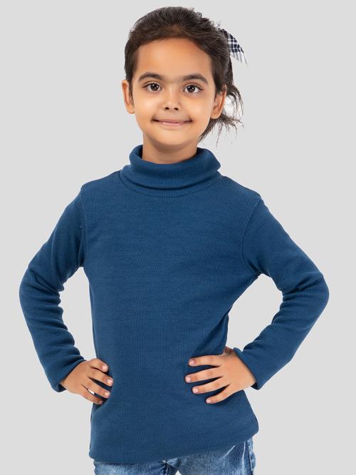 Buy YHA Girls Turtle Neck Full Sleeve T-Shirt Indigo Online at Best ...