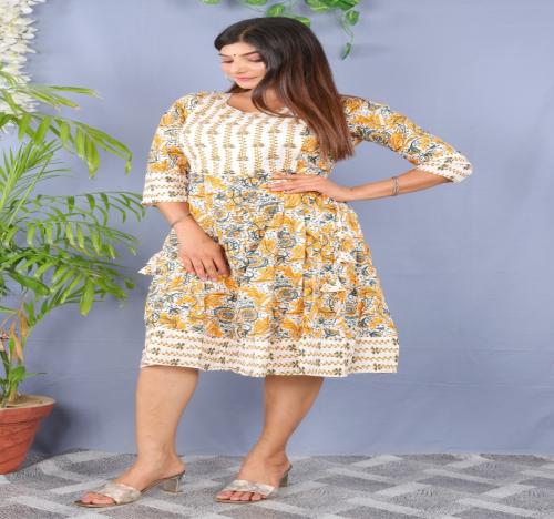 Buy RENE Women Block Printed Anarkali Kurta and Pant Set with Dupatta ...