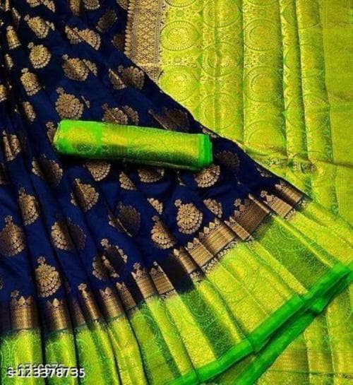 Buy Mansh the stylo..Women Dark Blue Woven Jacquard Kanjivaram Saree ...