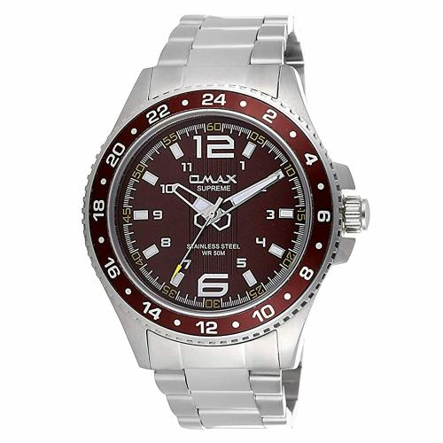 Buy OMAX Analog Silver Watch Brown Dial With Silver Strap for Men ...