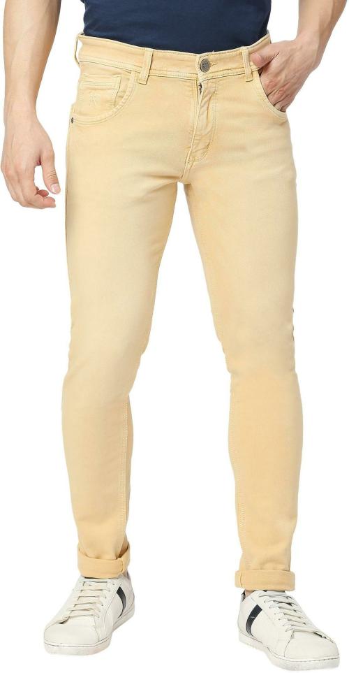 Buy TCI TRUE COLORS OF INDIA Men Beige Solid Denim Men'S Stretchable ...