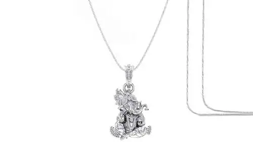 Buy Akshat Sapphire Pure Silver God Ganesha Pendant With Chain Suitable ...