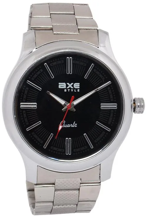 Buy Axe Style Analog Black Dial Silver Strap Watch for Men (X0124C ...
