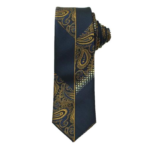 Buy Leonardi Men Navy and Golden Paisley Self Design Designer Necktie ...