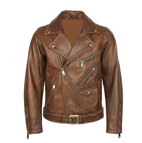 Buy Hiller Men Brown Solid Leather Jacket Online at Best Prices in ...