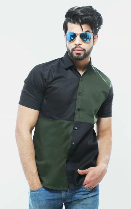 Buy BASE 41 Men Green Colorblock Pure Cotton Casual Shirts Online at Best Prices in India - JioMart.