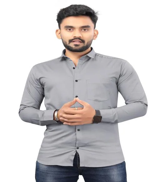 Buy Welcron Creation Full Sleeev Plain Lycra shirt Online at Best ...