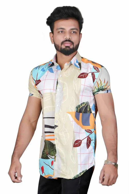 Buy MASTER MARK Men Beige Graphic Rayon Shirt (XXL) Online at Best Prices in India - JioMart.