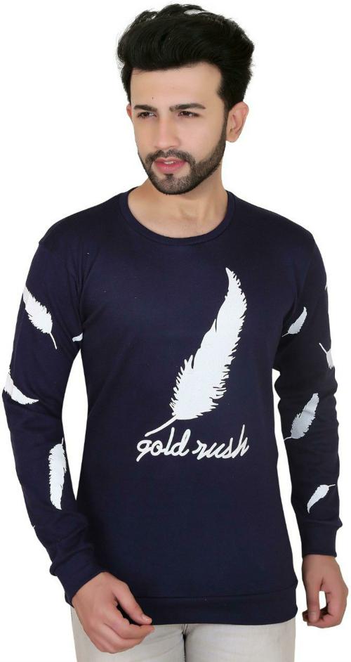 Buy RDS GARMENT HUB Men Dark Blue Cotton Blend Printed Tshirt (XL ...