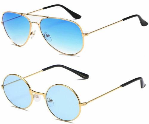 Buy SRPM UV Protection Aviator Round Full Frame Blue Sunglasses For Men ...