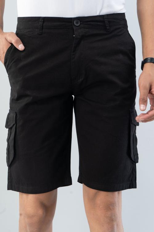 PINK MUSTACHE BLACK CARGO 6 POCKET SHORTS - JioMart